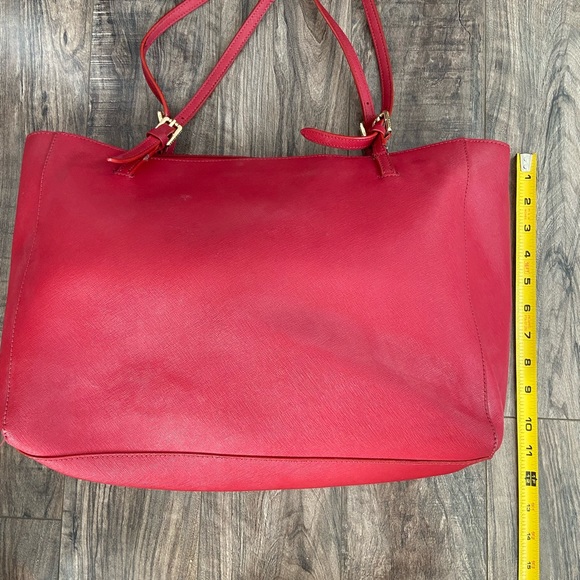 Tory Burch | Bags | Tory Burch Red Saffiano Laptop Tote Bag Purse Large ...
